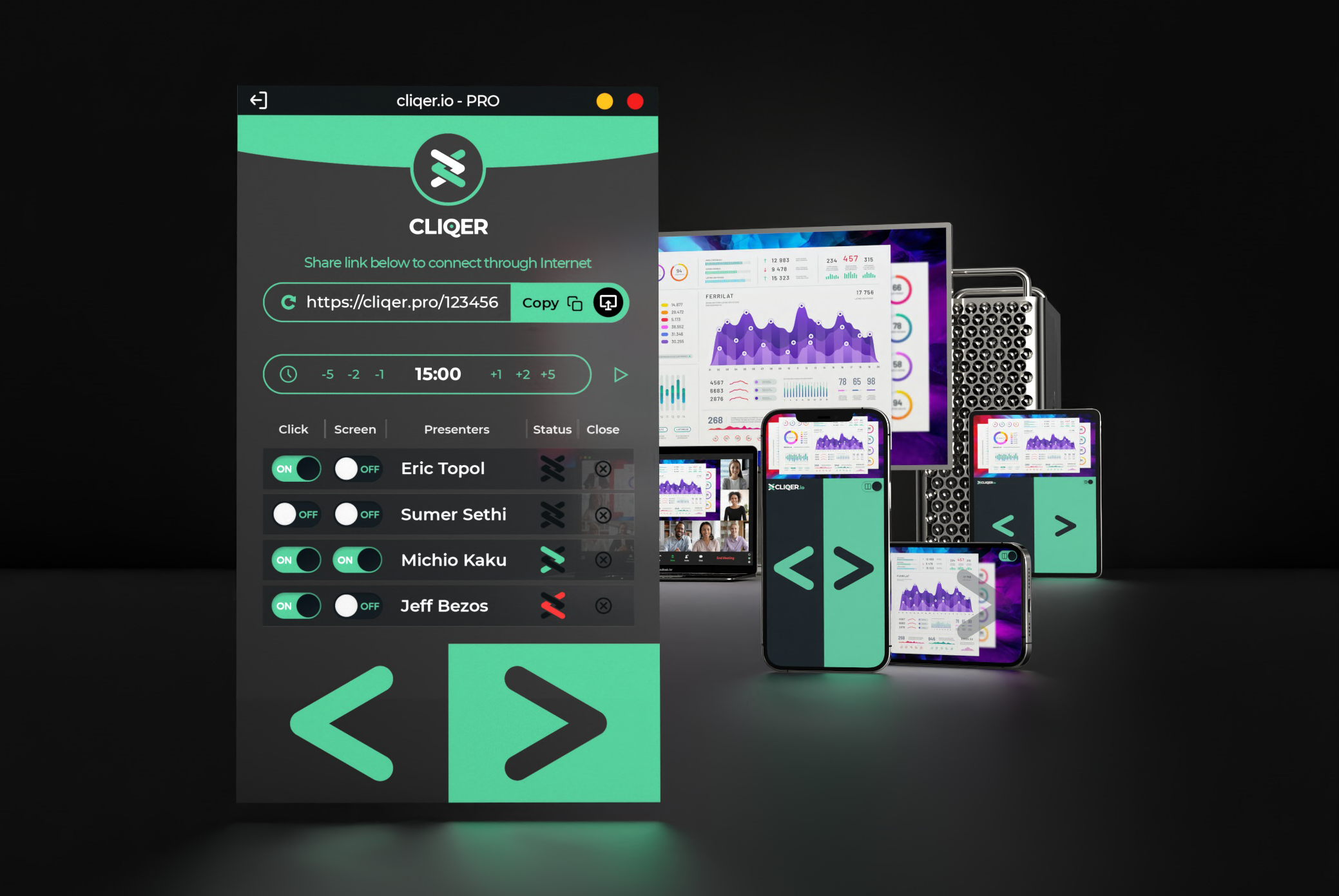 CLIQER.io - Online Presentation Clicker with Real-Time Screen Sharing